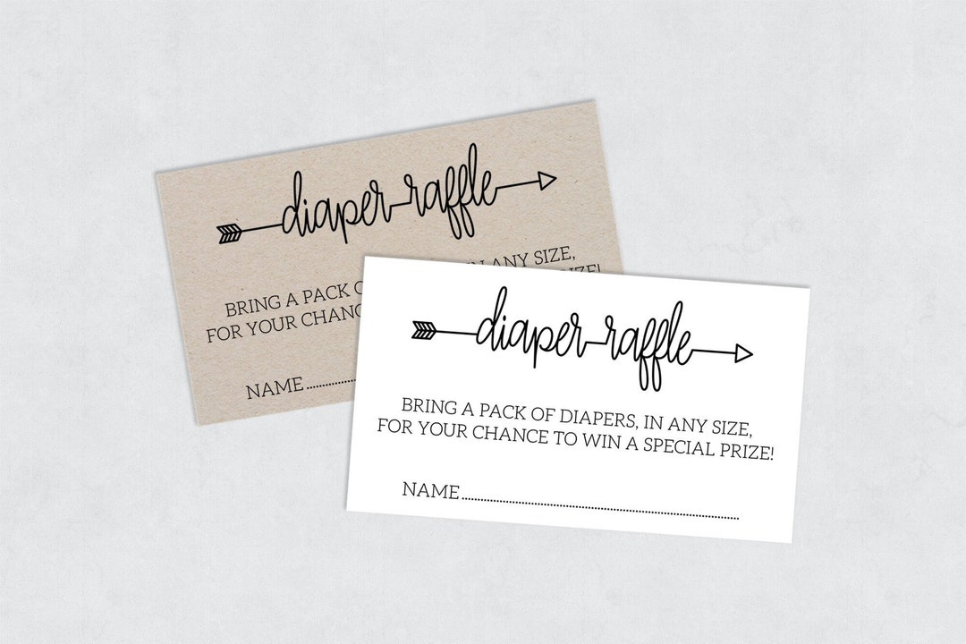 Diaper Raffle Tickets Printable Diaper Raffle Cards for Baby - Etsy