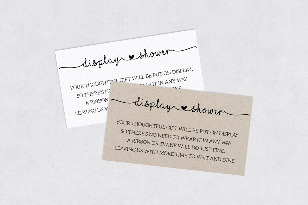 Display Shower Card, Display Shower Insert Printable, Display Shower ...