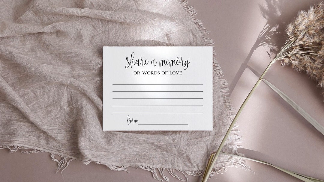 Share a Memory Card for Celebration of Life, Share a Memory or Words of ...