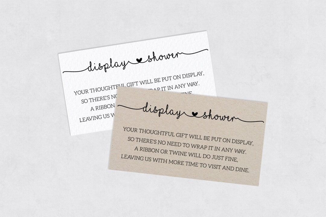 Display Shower Card, Display Shower Insert Printable, Display Shower ...