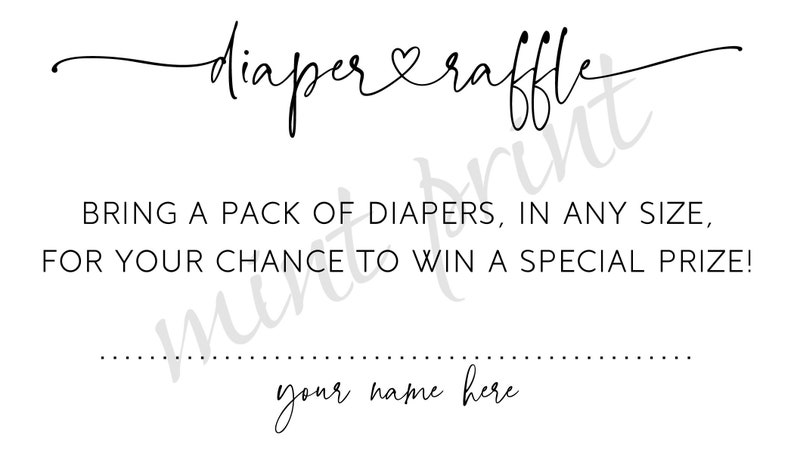 Diaper Raffle Ticket Printable Diaper Raffle Invitation - Etsy