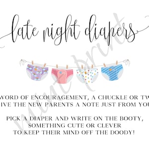 Late Night Diapers Baby Shower Game: Midnight Diaper Sign (digital ...