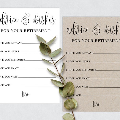 Retirement Advice and Wishes Card Retirement Party Game Idea - Etsy