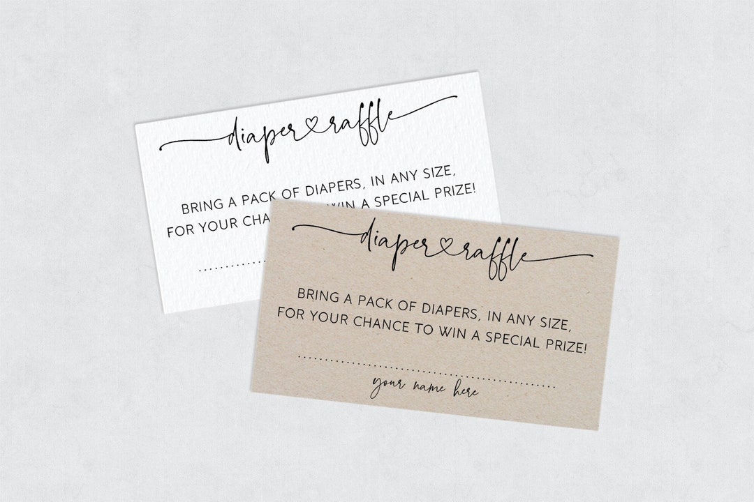 Diaper Raffle Ticket Printable, Diaper Raffle Invitation Insert, Diaper ...