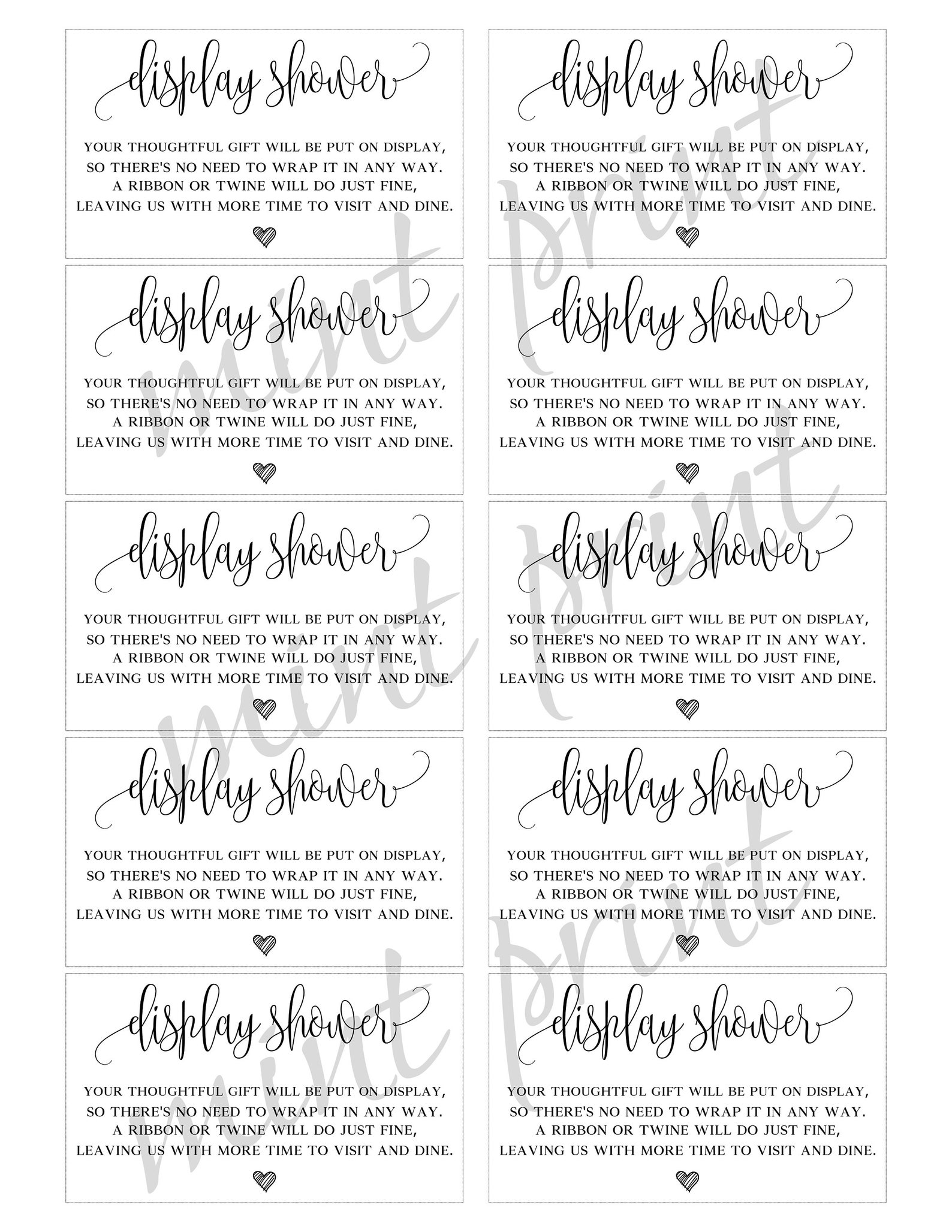 Display Shower Invitation Insert Card Eco-friendly Gift - Etsy