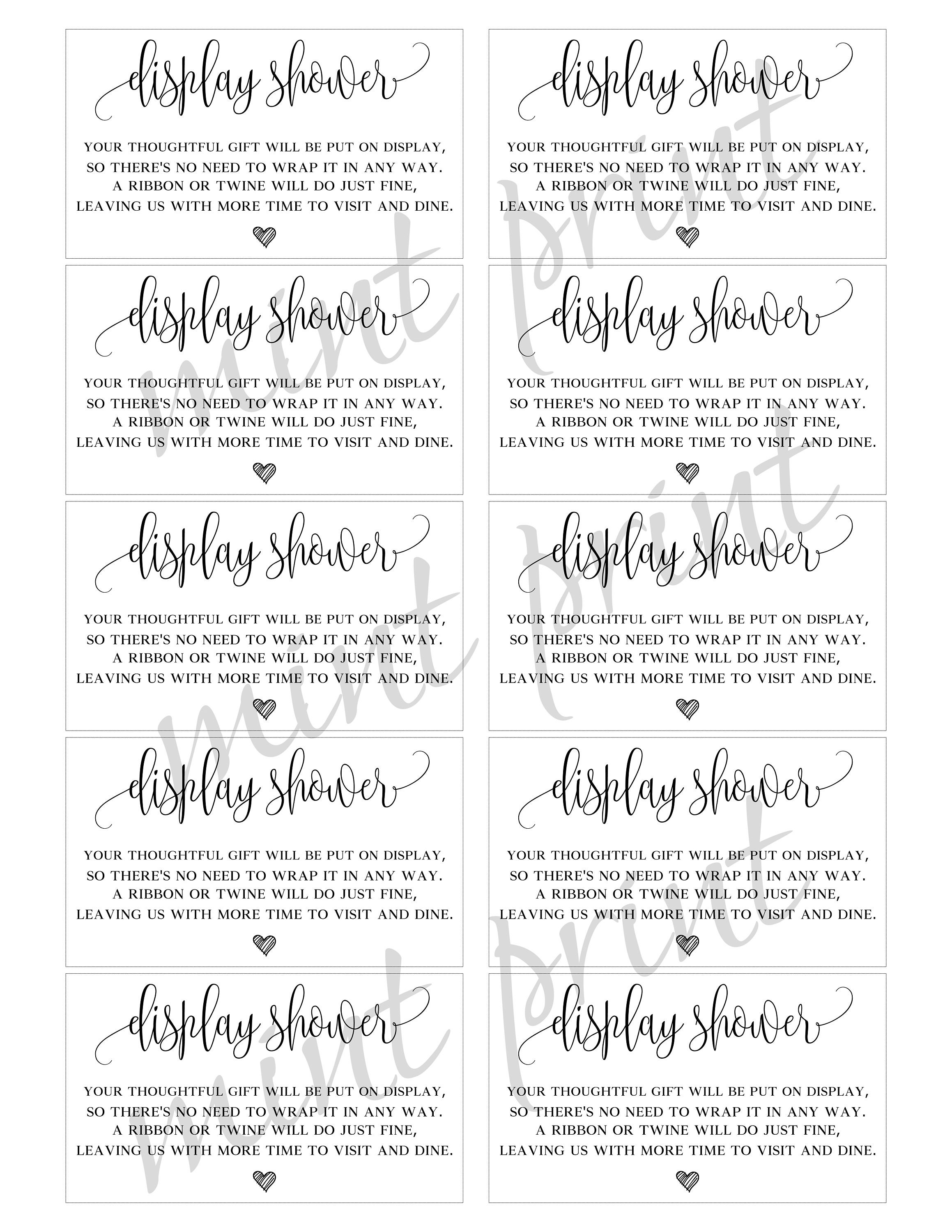 Display Shower Invitation Insert Card Eco-friendly Gift - Etsy