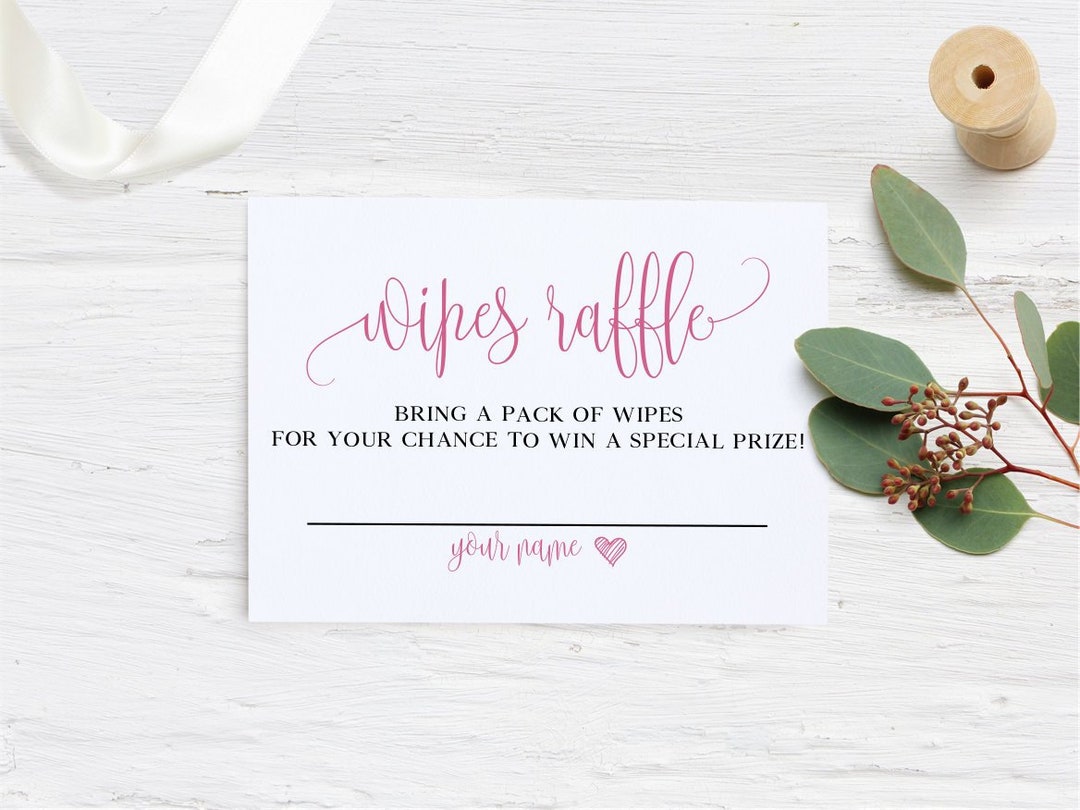 Pink Wipes Raffle Card, Wipes Raffle Tickets, Wipes Raffle Wording ...