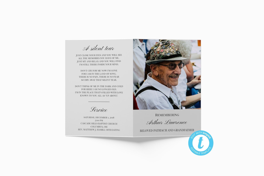 Funeral Program Editable Template, Funeral Program With Pictures ...