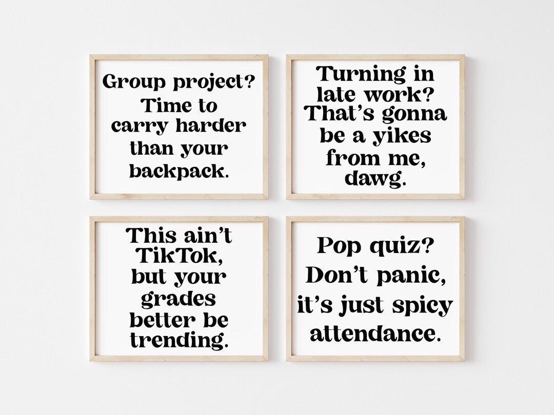 Funny Classroom Poster Bundle: Gen Z Teacher Signs (digital Download ...