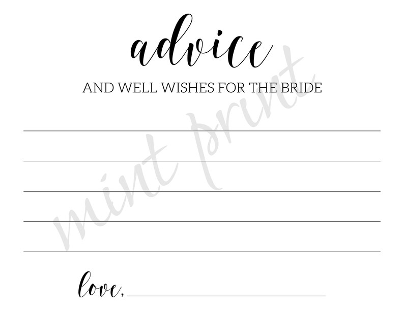 Instant Download Advice For The Bride Printable Advice Cards Etsy Canada