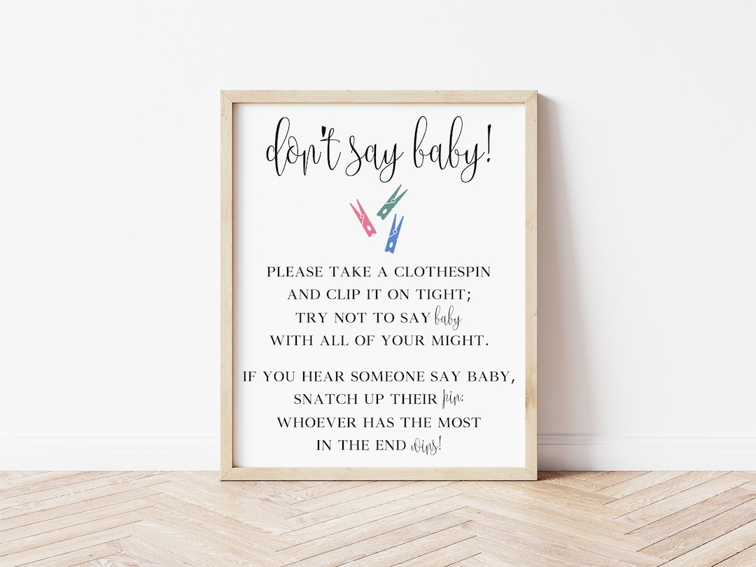 Don't Say Baby Game Sign: Baby Shower Printable (PDF) - Etsy