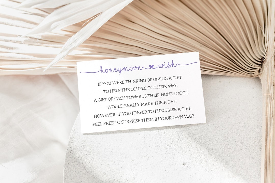 Editable Honeymoon Fund Wording, Money Request Wedding Invitation, Poem ...