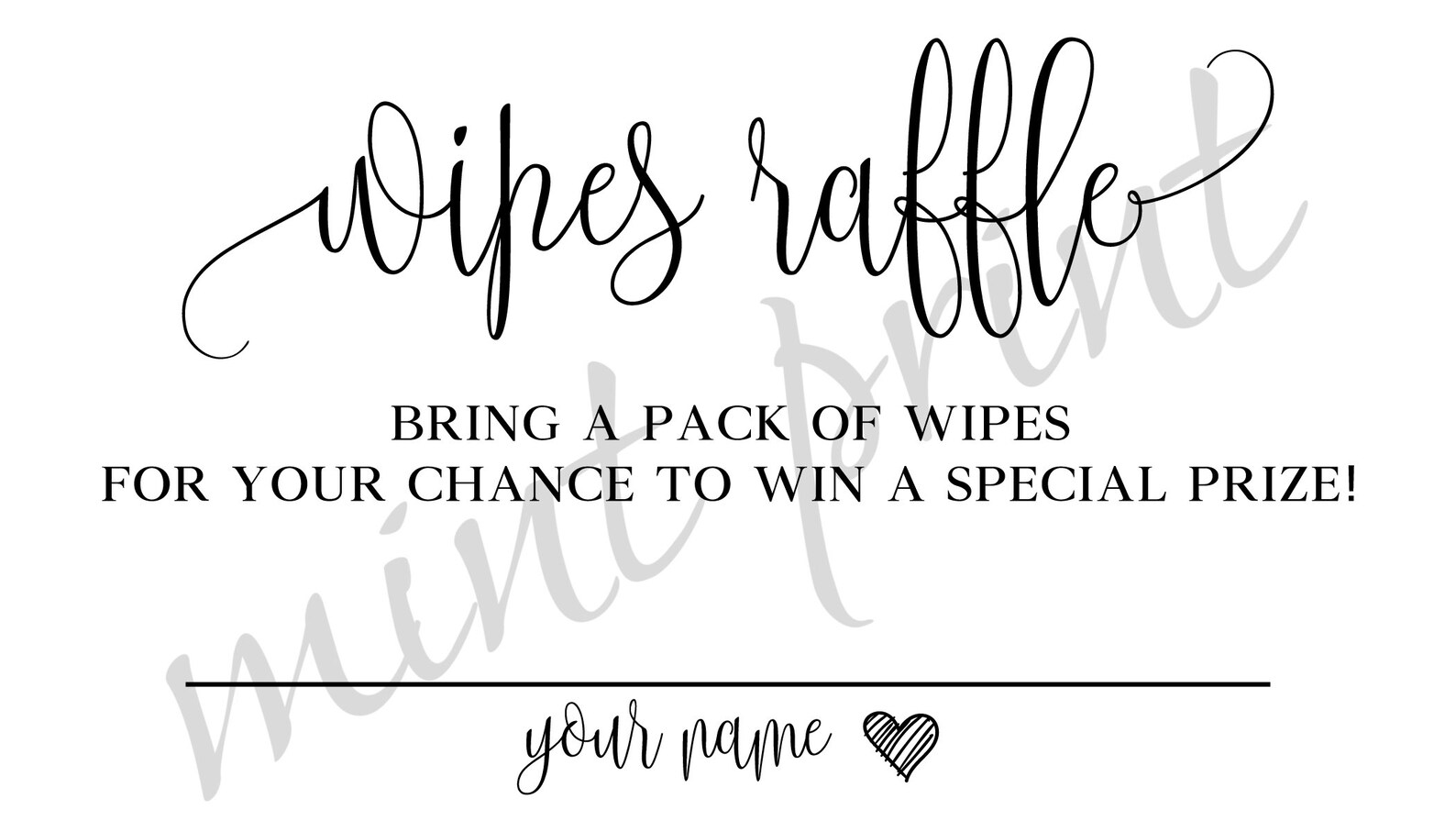 Instant Download Wipes Raffle Ticket Printable Wipe Raffle | Etsy