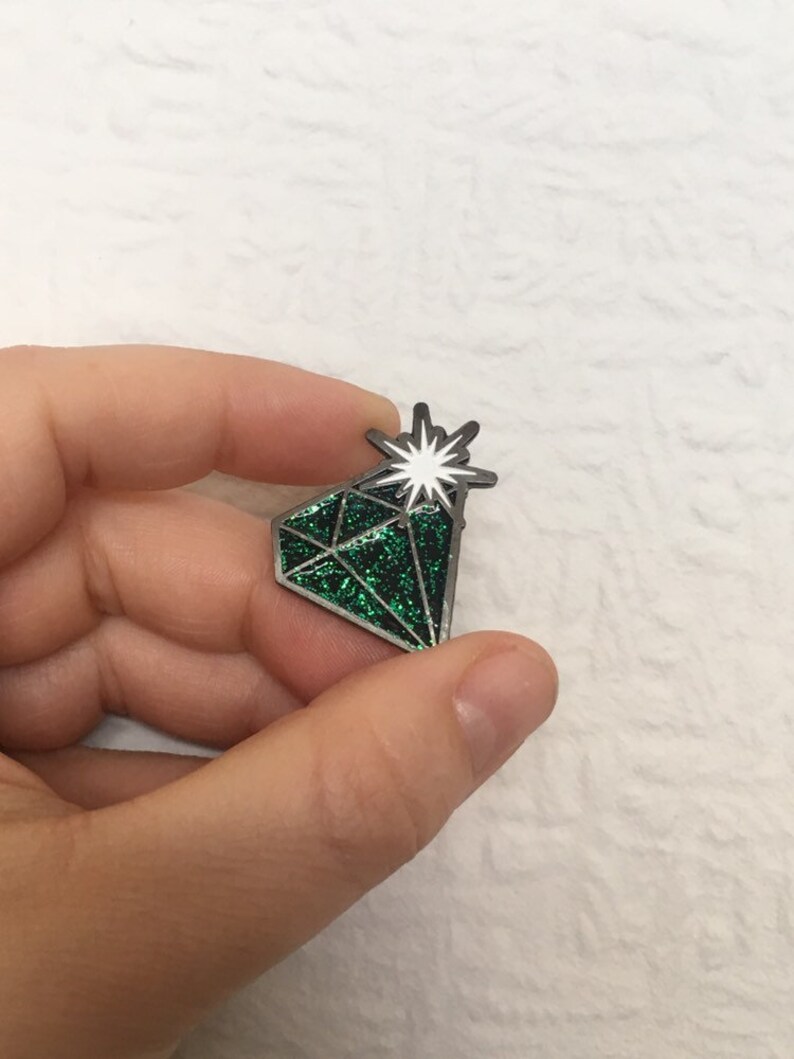 Glitter Black Diamond Gem, Jewel, Enamel Pin Badge, Soft Enamel, Tattoo ...