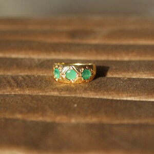 Vintage Emerald Star Set Gypsy Ring 18ct Yellow Gold - Etsy