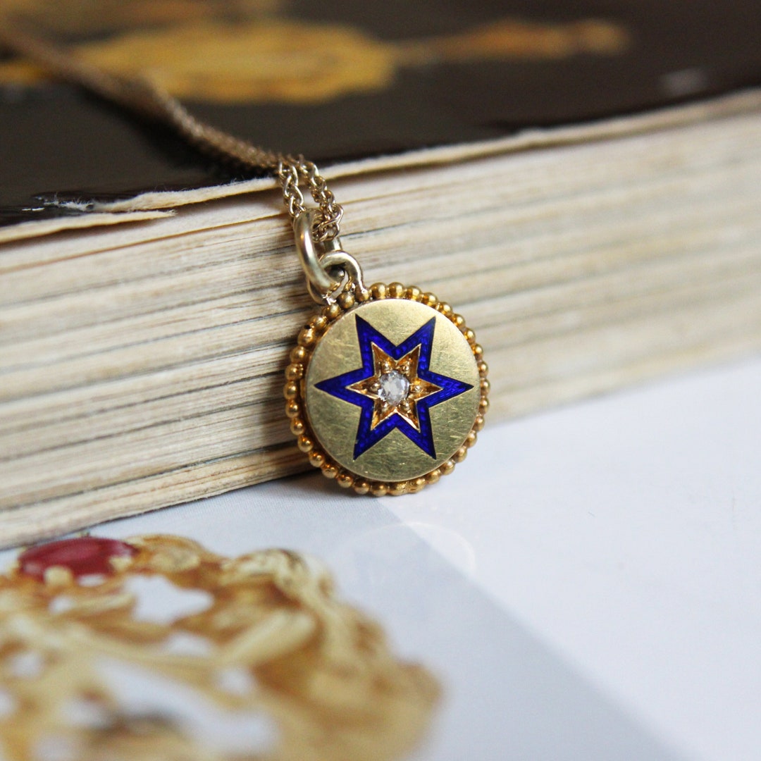 Victorian Star Enamel and Diamond Pendant Solid 15ct Yellow - Etsy