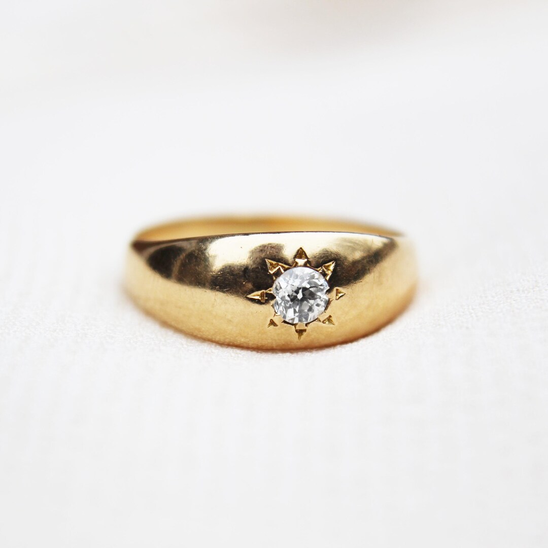 Victorian Old Cut Diamond Single Stone Star Set Ring - Etsy