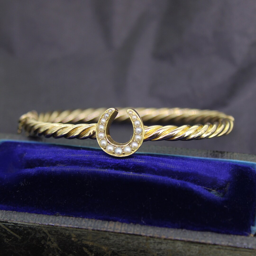 Victorian Pearl Horseshoe Rope Bangle - Etsy
