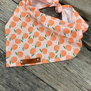 Dog Bandana: Peach Plaid Scarf With Personalized Leather Tag (tie Style ...