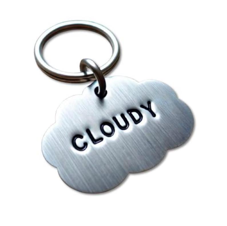 Dog Tag - Storm Cloud Shaped Weather Theme Pet ID Tag Custom Engraved ...