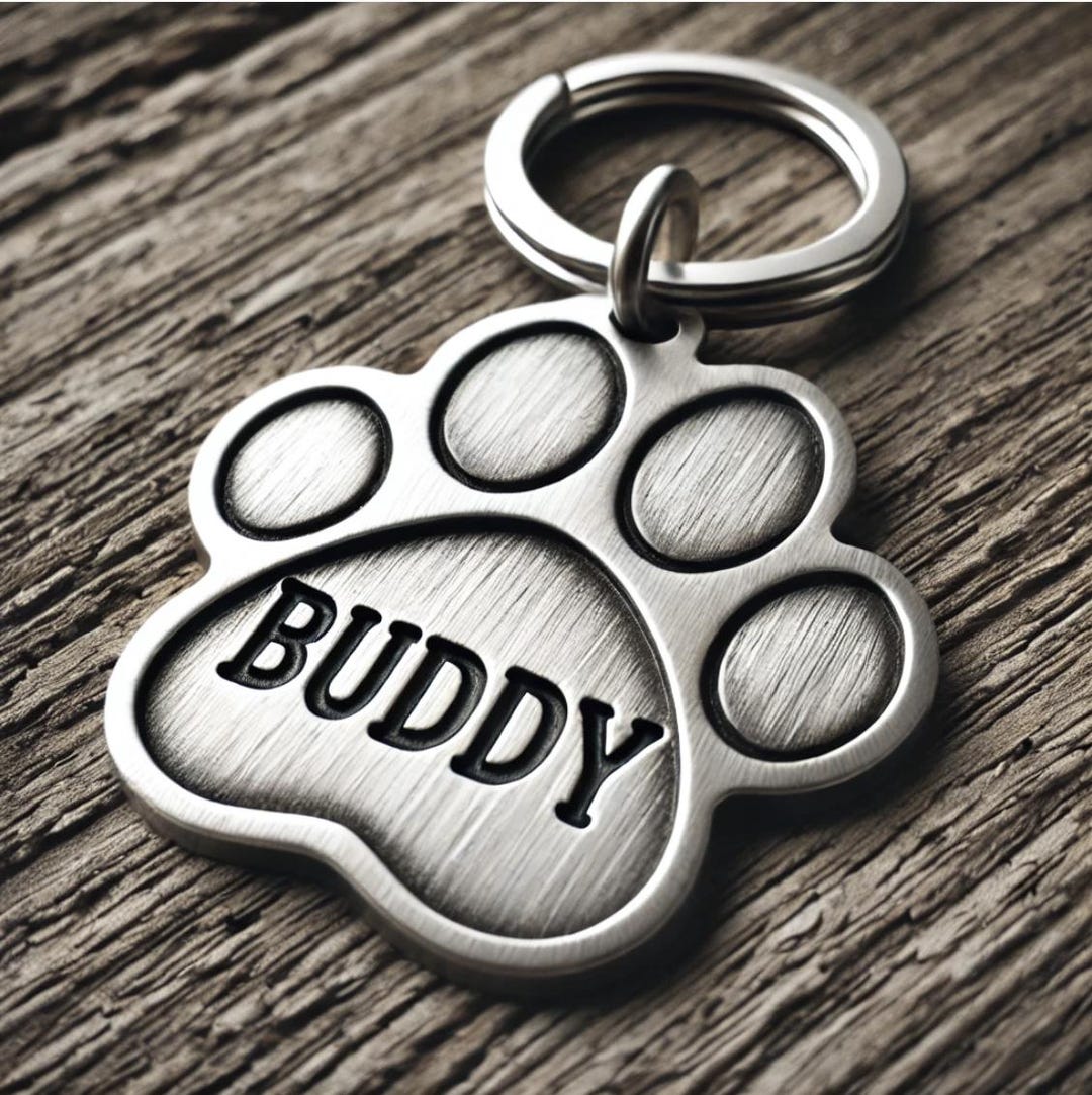 Personalized Pet ID Dog Tag Custom Paw Print Pet Tag Handmade Dog Tag ...