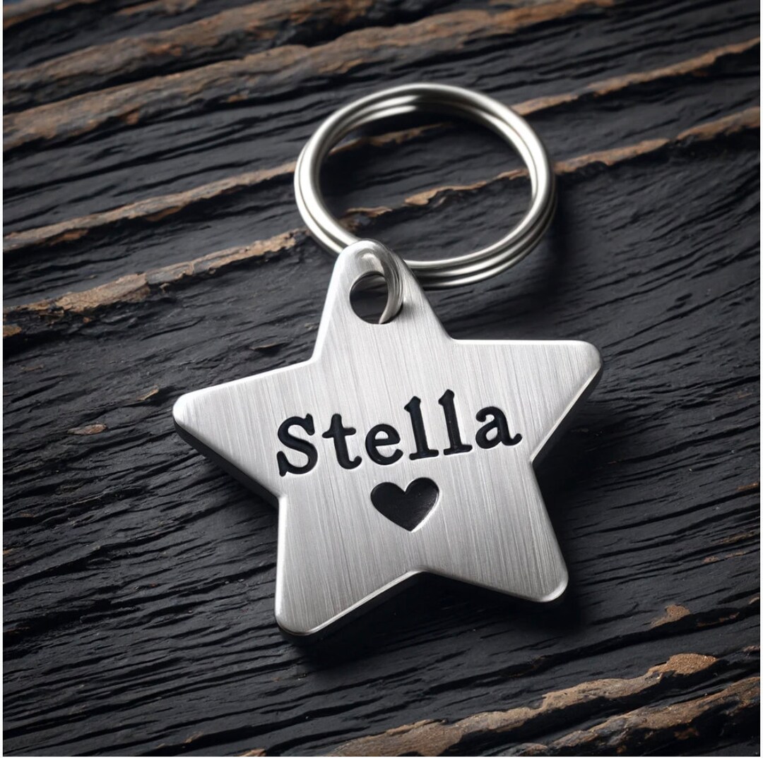 Stellar Star Pet ID Tag for Dogs Cats Custom Engraved, Plain Design ...