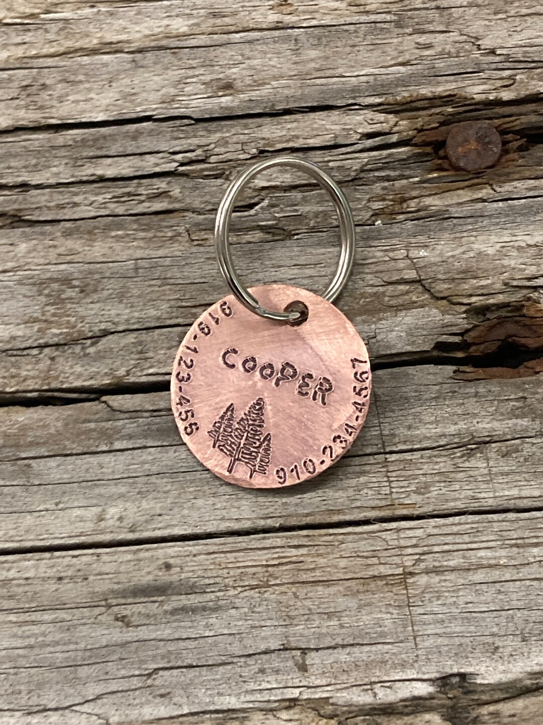 Custom Dog Tag, Weathered Copper Dog Tag, Forest Mountains Dog ID Tag ...
