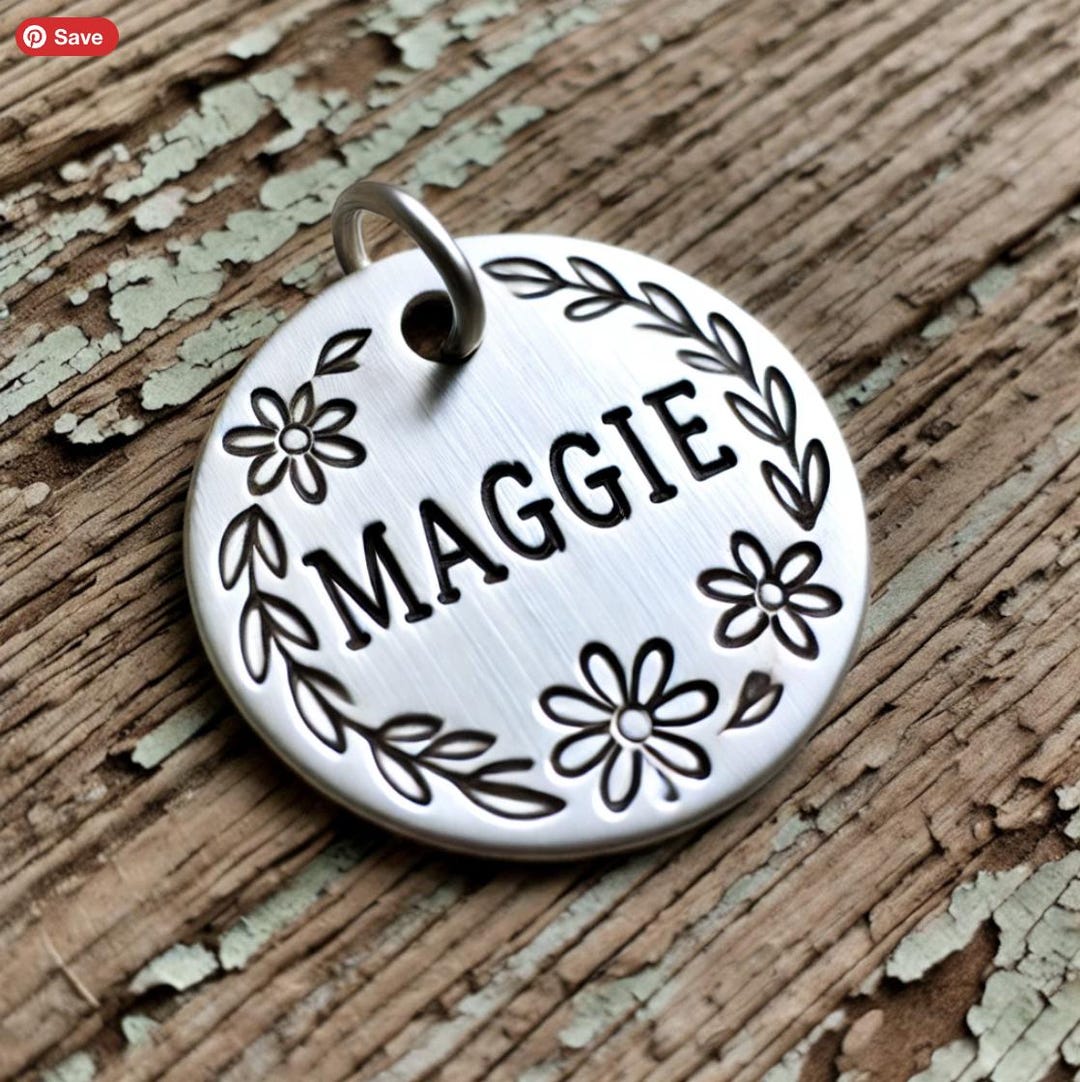 Wild Floral Dog Tag Personalized | Custom Pet ID Dog Tag, Meadow Cat ...