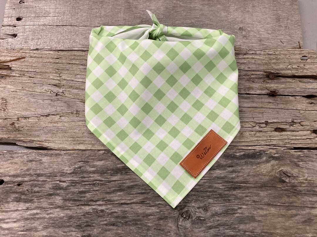 Dog Bandana, Preppy Green White Checks, Bandana Personalized Name Boy ...