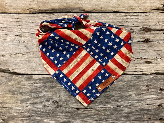 Dog Bandana USA Rustic Flag July 4th Traditional Tie | Etsy