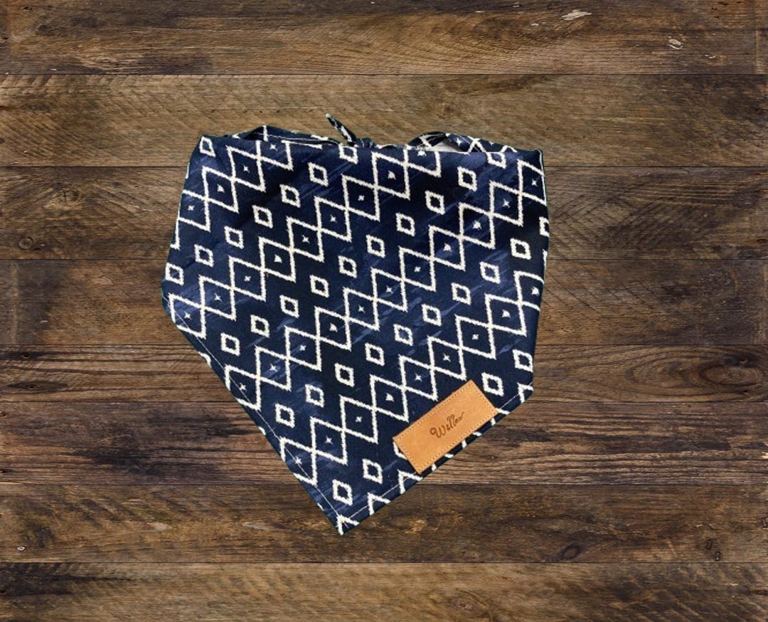 Dog Bandana, Aztec Blue and White, Traditional Tie, Personalized ...