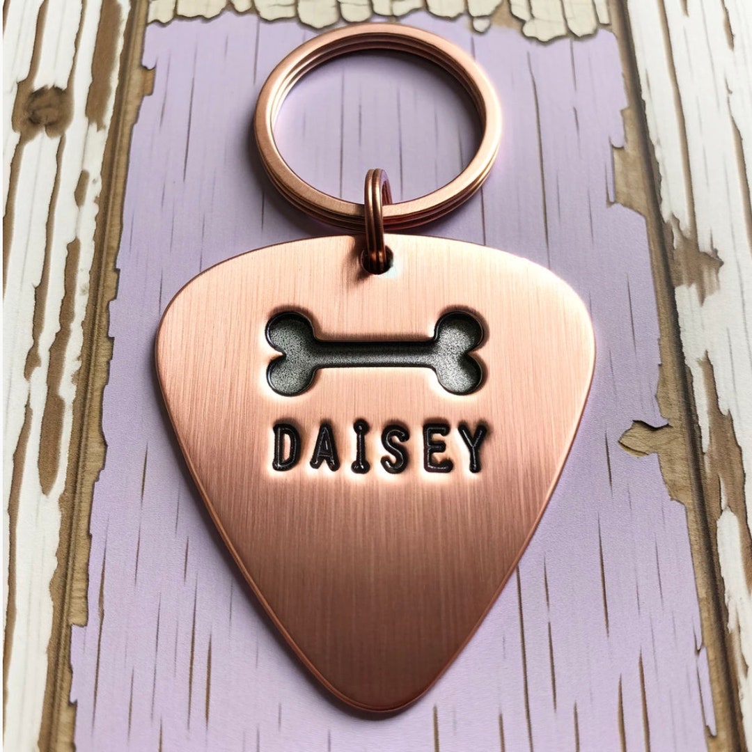 Pet ID Tag Personalized Custom Guitar Pick Dog Bone Themed Pet Tag ...