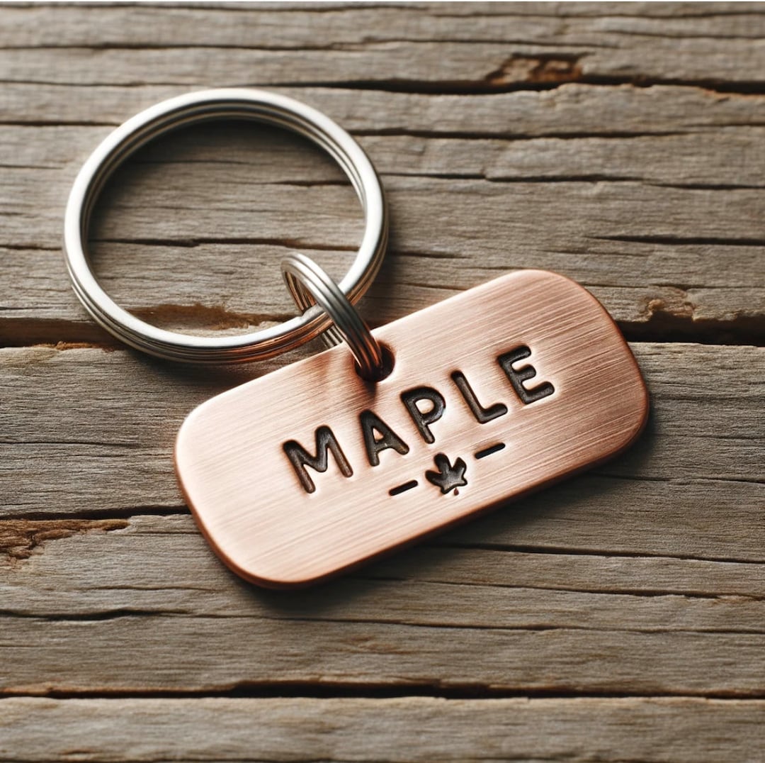 Custom Copper Maple Leaf Pet ID Tag - Personalized Pet Name Tag ...