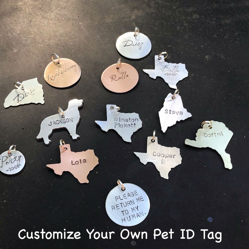 Pet ID Tags for Dogs and Puppies Custom States Funny Shapes | Etsy