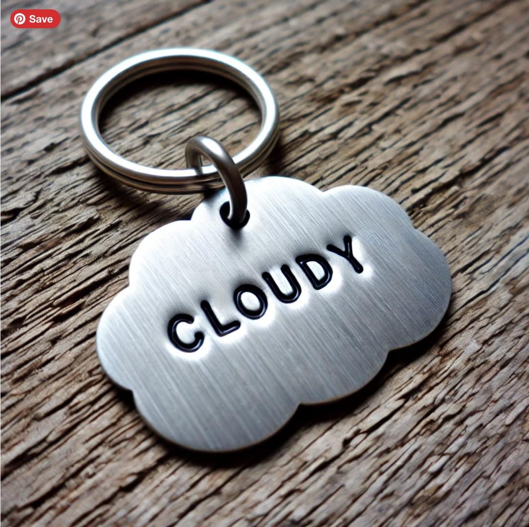 Dog Tag - Storm Cloud Shaped Weather Theme Pet ID Tag Custom Engraved ...
