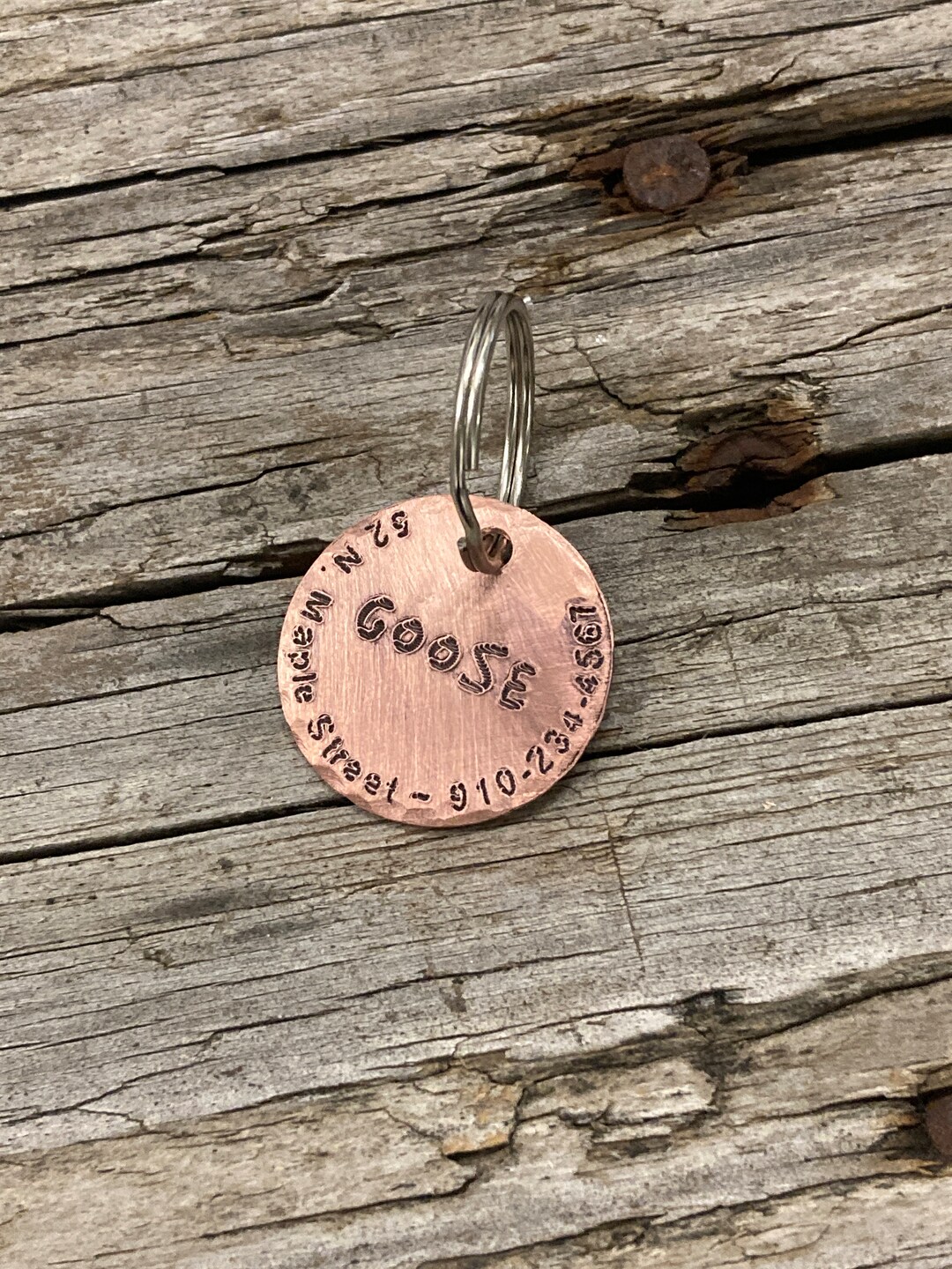 Custom Dog Tag, Rustic Weathered Copper Dog Tag, Distressed Dog ID Tag ...