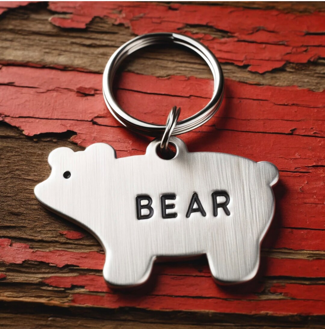 Personalized Bear Pet ID Tag - Custom Animal Theme Dog Cat Name Tag ...