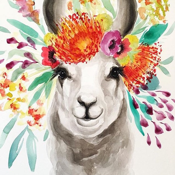 Llama Watercolor - Etsy