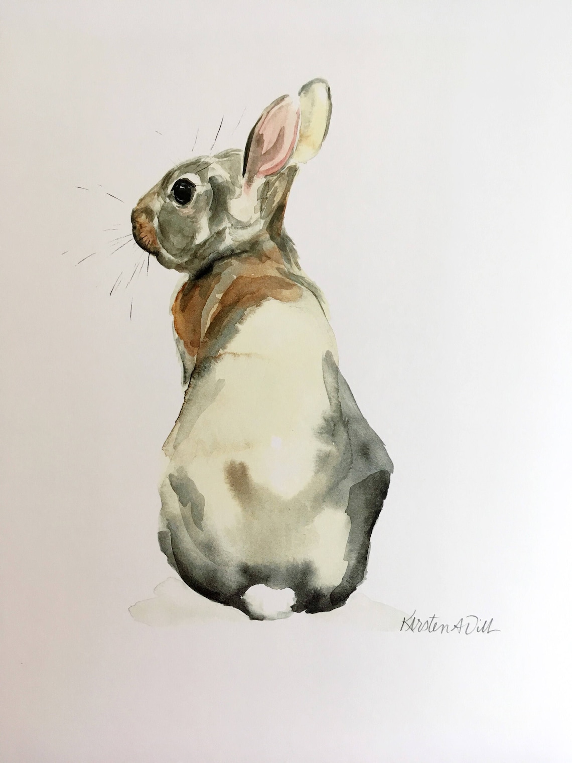 Baby Bunny Watercolor PRINT - Etsy