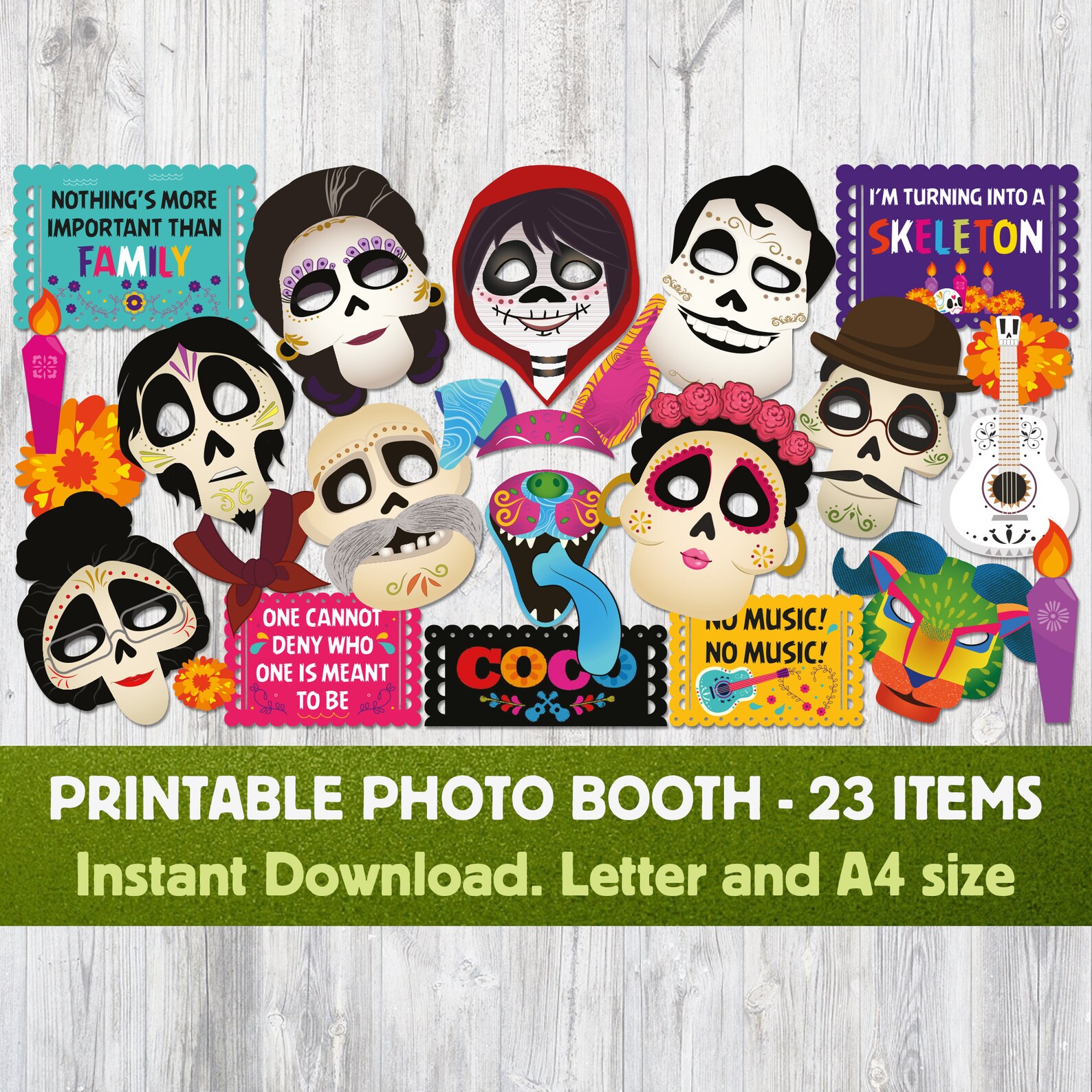 Coco Photo Booth Props Inspirated Printable Coco Birthday | Etsy