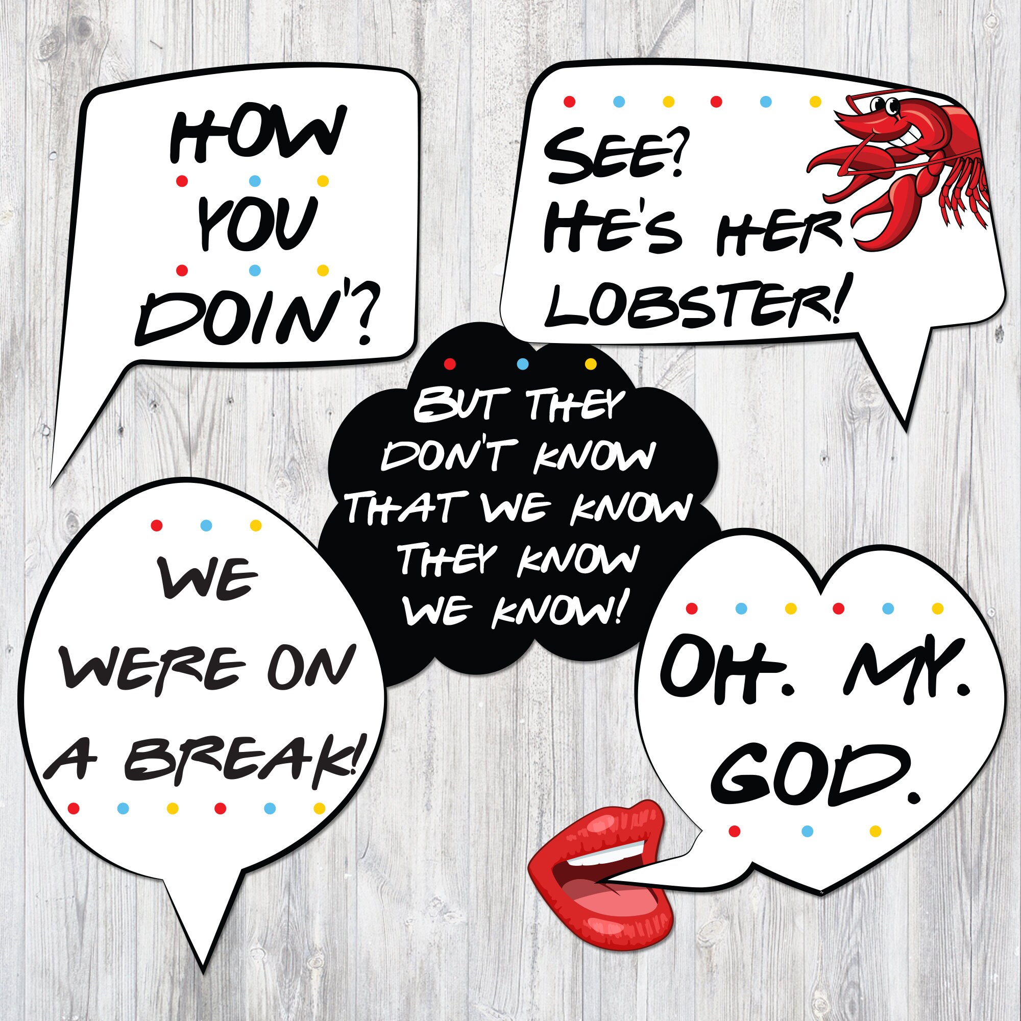 Friends Quote Bubbles Photo Booth Printable Instant Download | Etsy