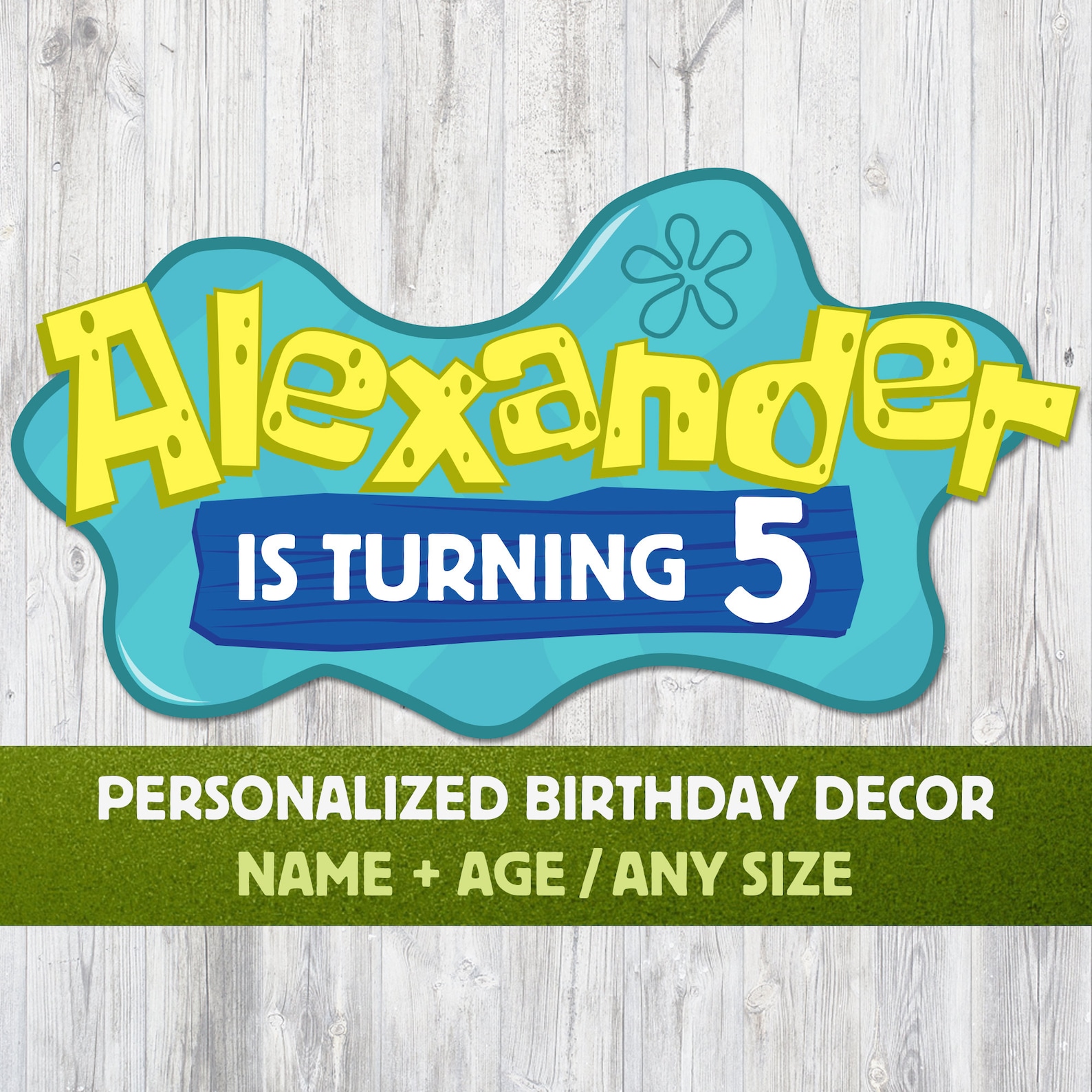 Spongebob Logo Custom Party Decor Personalized With Name and | Etsy