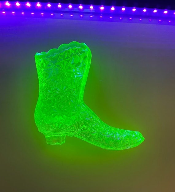 Vaseline Uranium Glass Boot Excellent Condition - Etsy