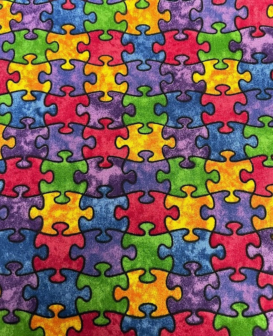 Pastel Puzzle Pieces 100% Cotton Fabric - Etsy