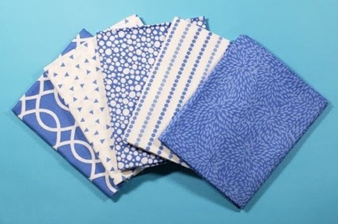 Blue Fat Quarter Bundle 5 Fat Quarters 100% Cotton 18 X 21 - Etsy