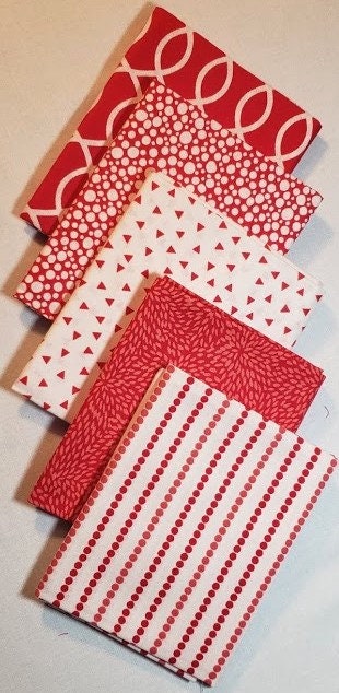 Red Fat Quarter Bundle 5 fat quarters 100% cotton 18 x | Etsy