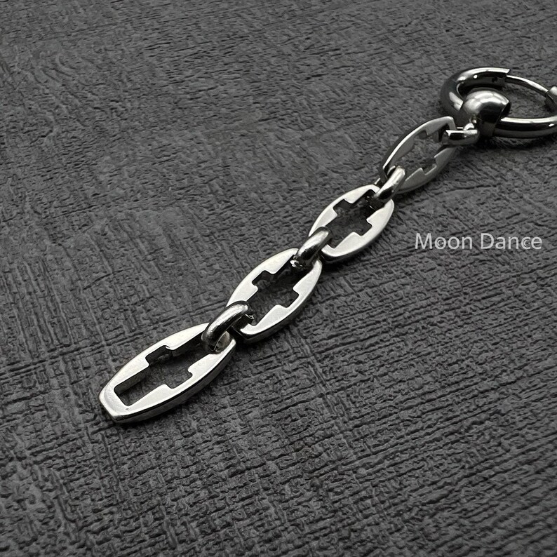 Long Chain Earring • Modern Stainless Steel Earring • AMESTERDAM • Hoop ...
