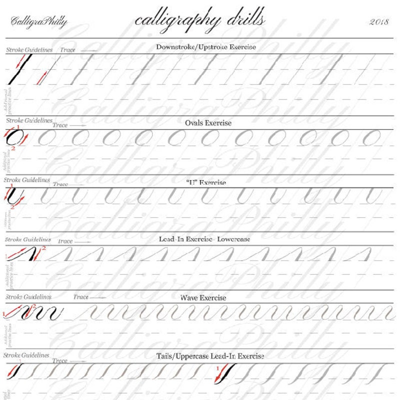 Calligraphy Drills Kids - Etsy