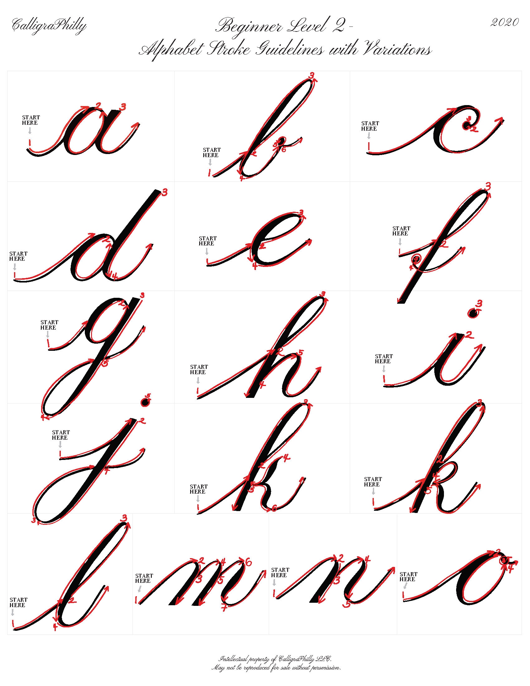 NEW Beginner Level 2: DELUXE Lowercase Copperplate Calligraphy Alphabet ...