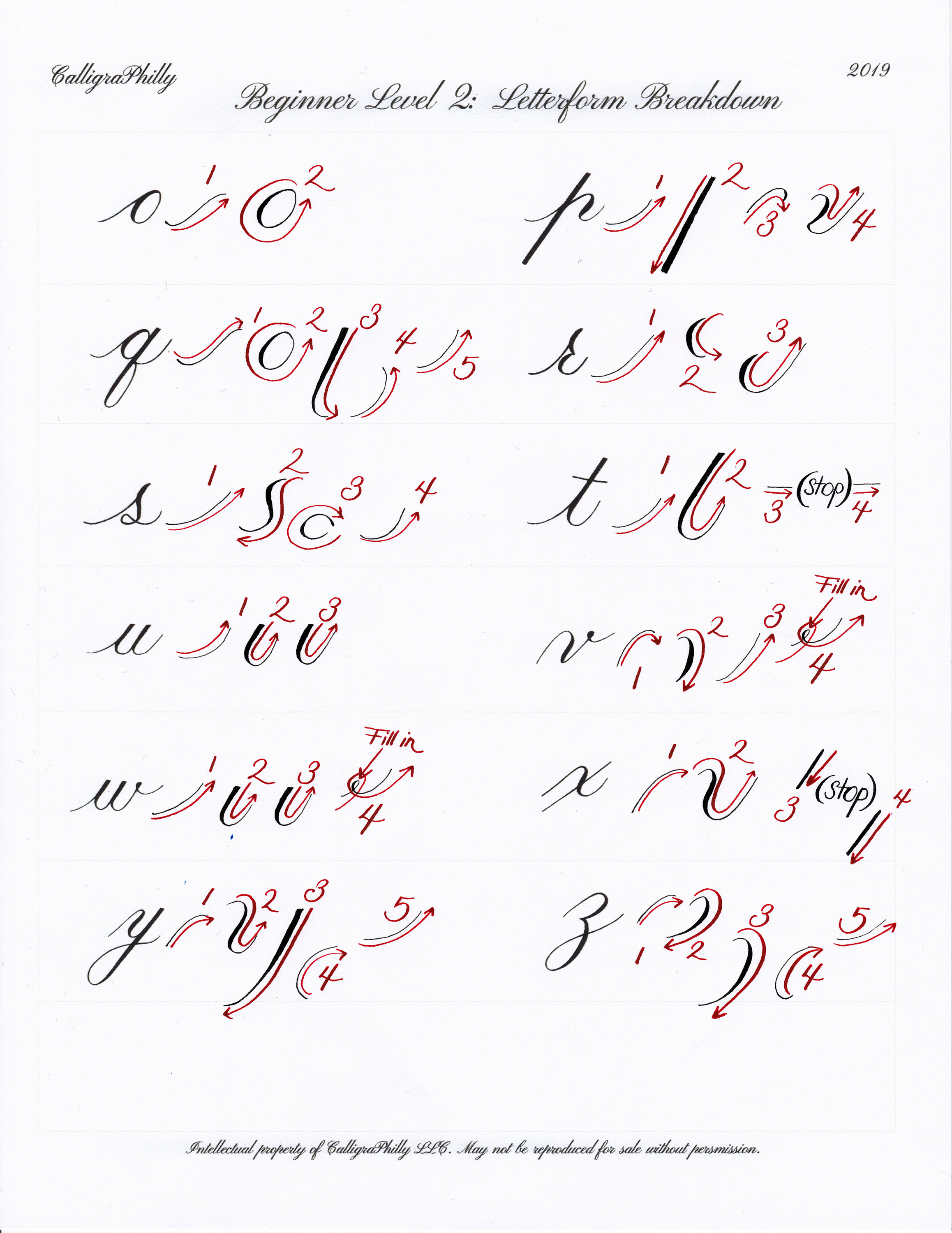 Beginner Level 2: Copperplate Lowercase Calligraphy Alphabet - Etsy